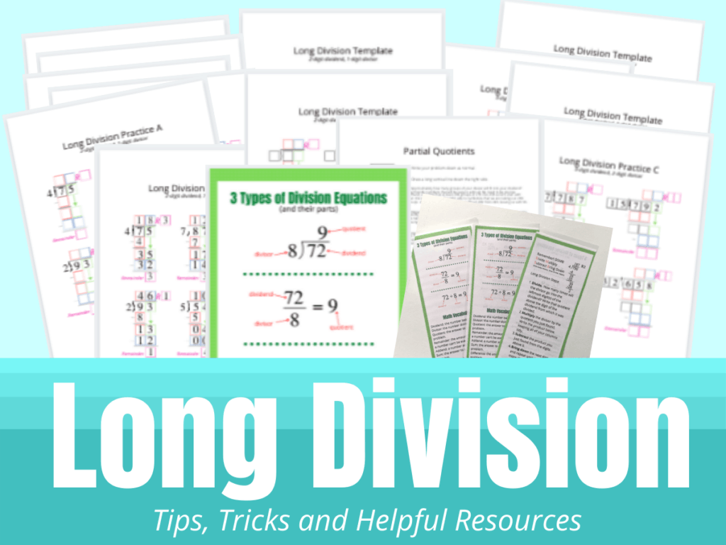 Long Division Templates in Color and Black/White | Orison Orchards
